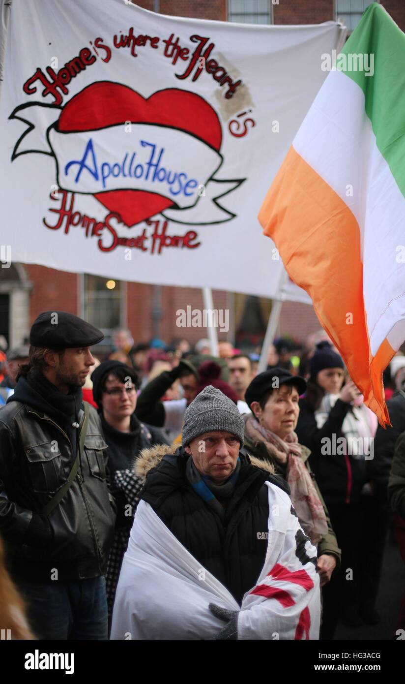 Demonstrators march from Apollo House, Dublin, to the Department of ...