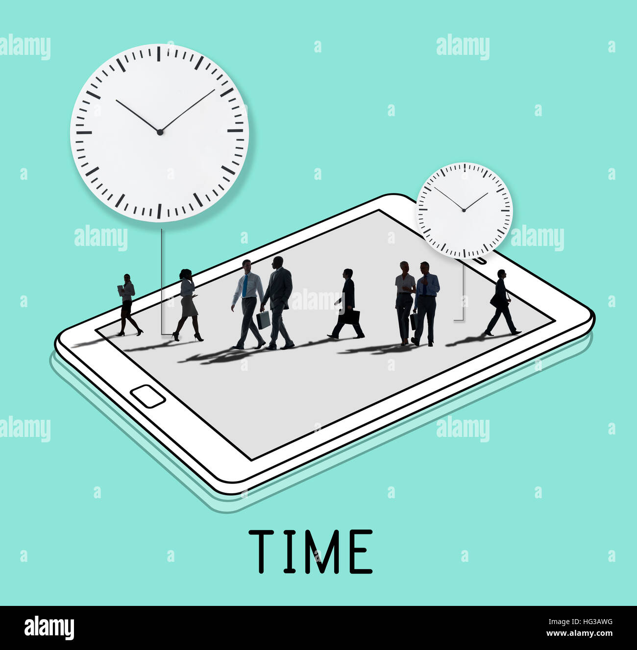 People Silhouette Time Management Concept Stock Photo - Alamy