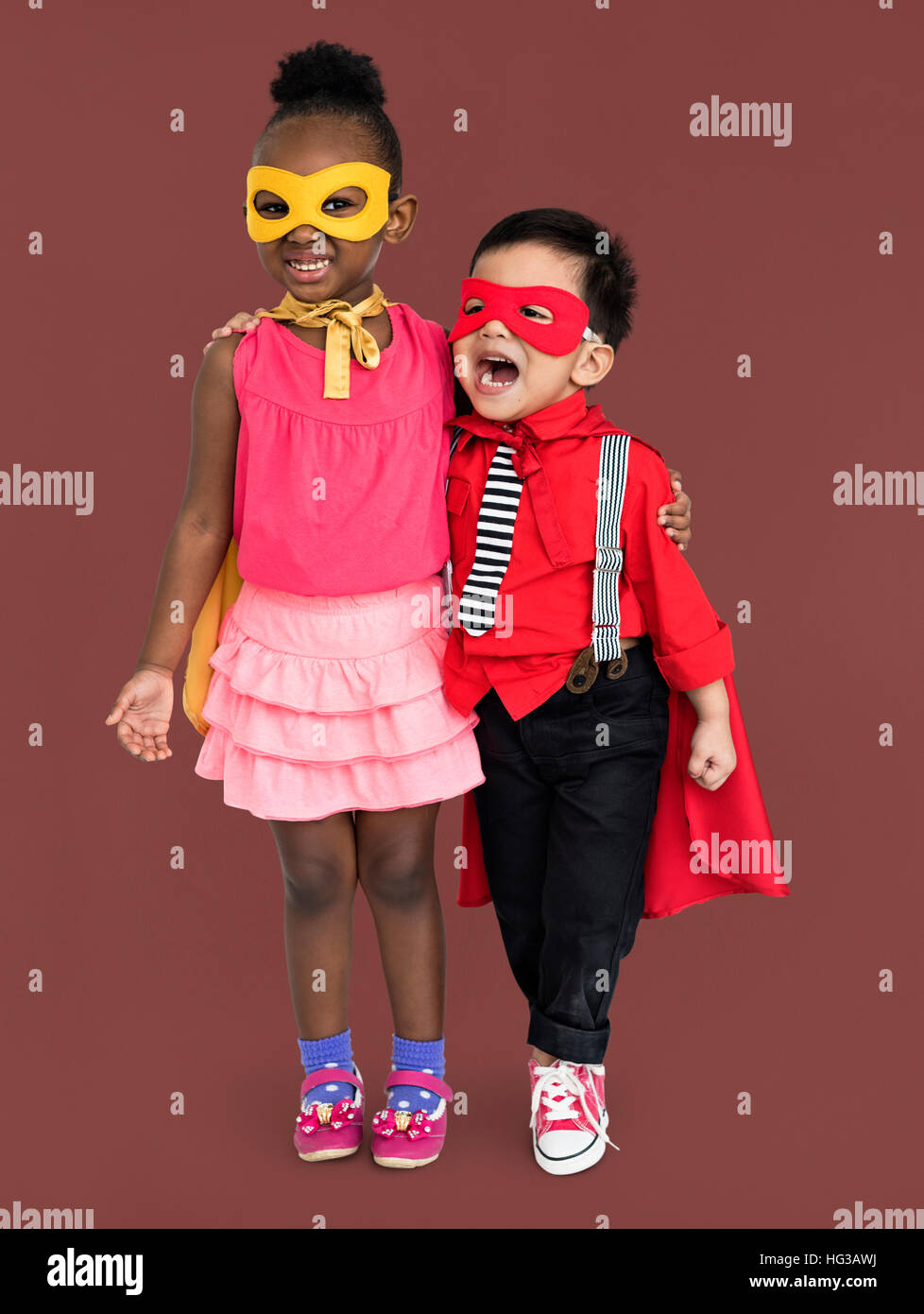 Superhero Boy Girl Costume Carnival Team Concept Stock Photo - Alamy