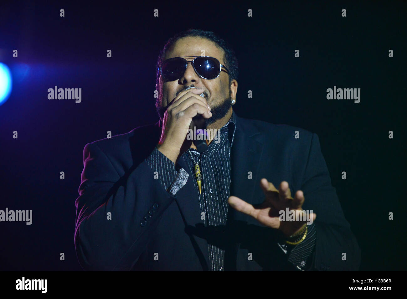 Al B. Sure! performing live onstage at the Pompano Beach Amphitheatre ...