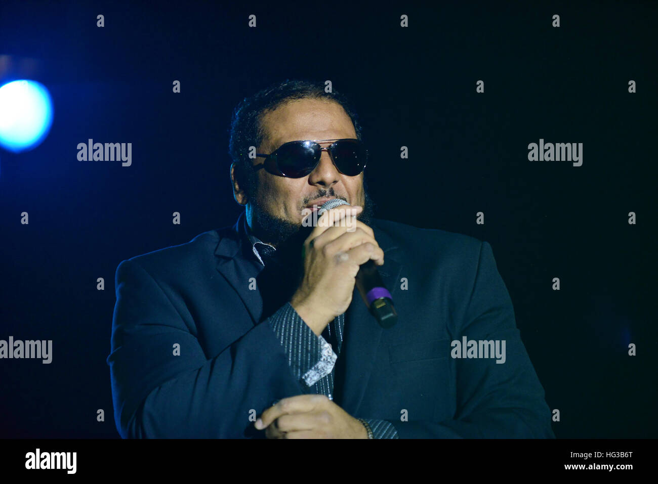 Al B. Sure! performing live onstage at the Pompano Beach Amphitheatre ...