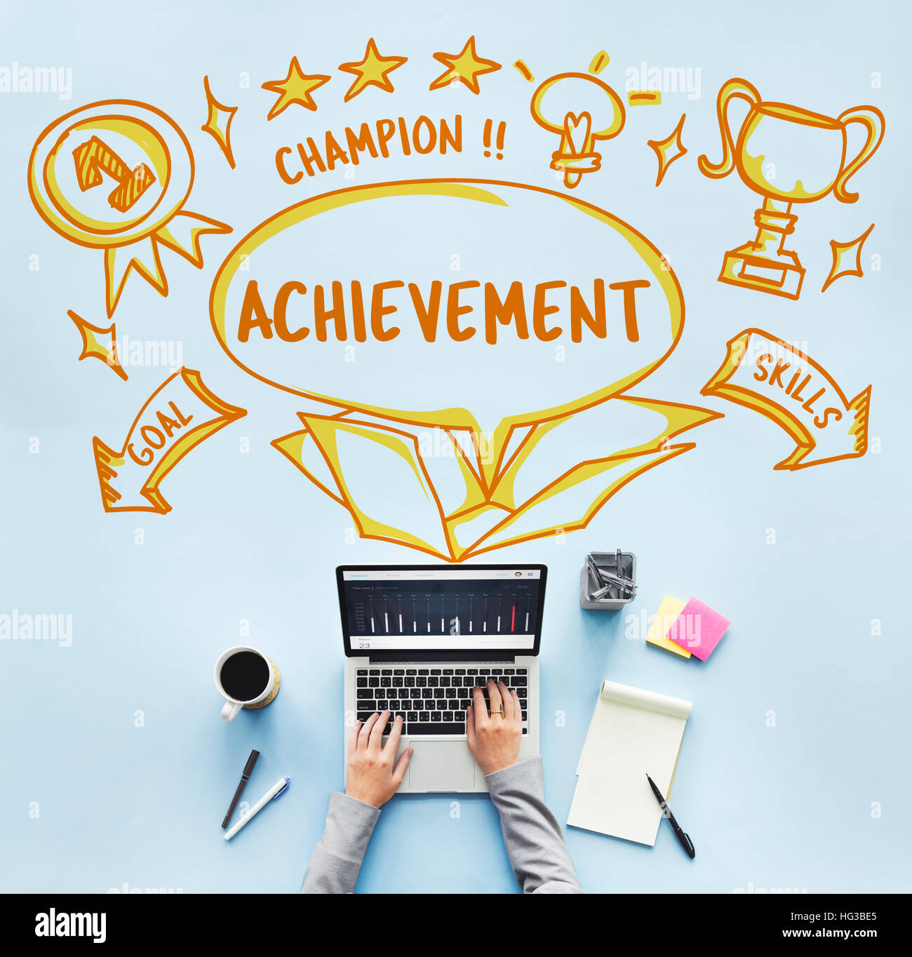 Success Achievement Victory Outside Box Sketch Concept Stock Photo - Alamy