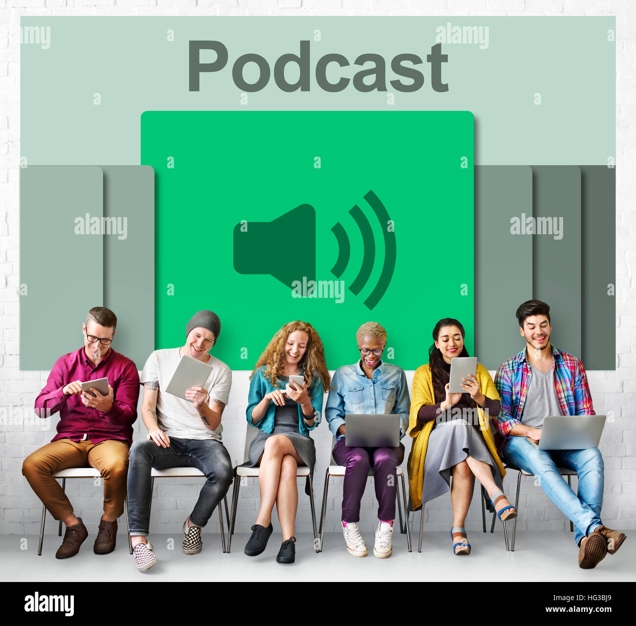 Audio Podcast Music Multimedia Broadcast Concept Stock Photo - Alamy