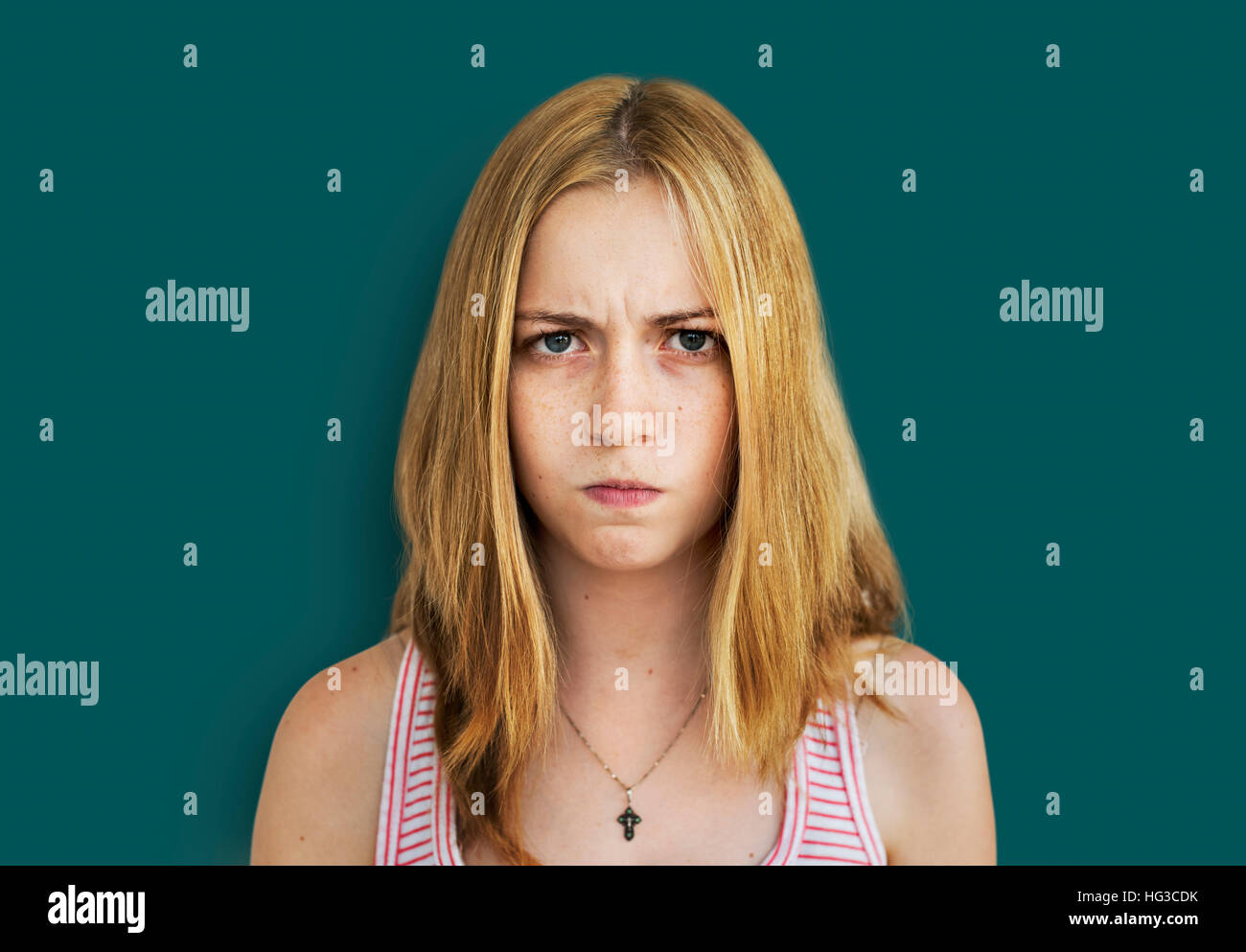 Young Girl Envy Irritated Concept Stock Photo - Alamy