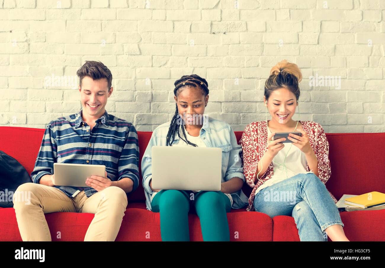 Diversity Friends Women Using Digital Device Concept Stock Photo - Alamy