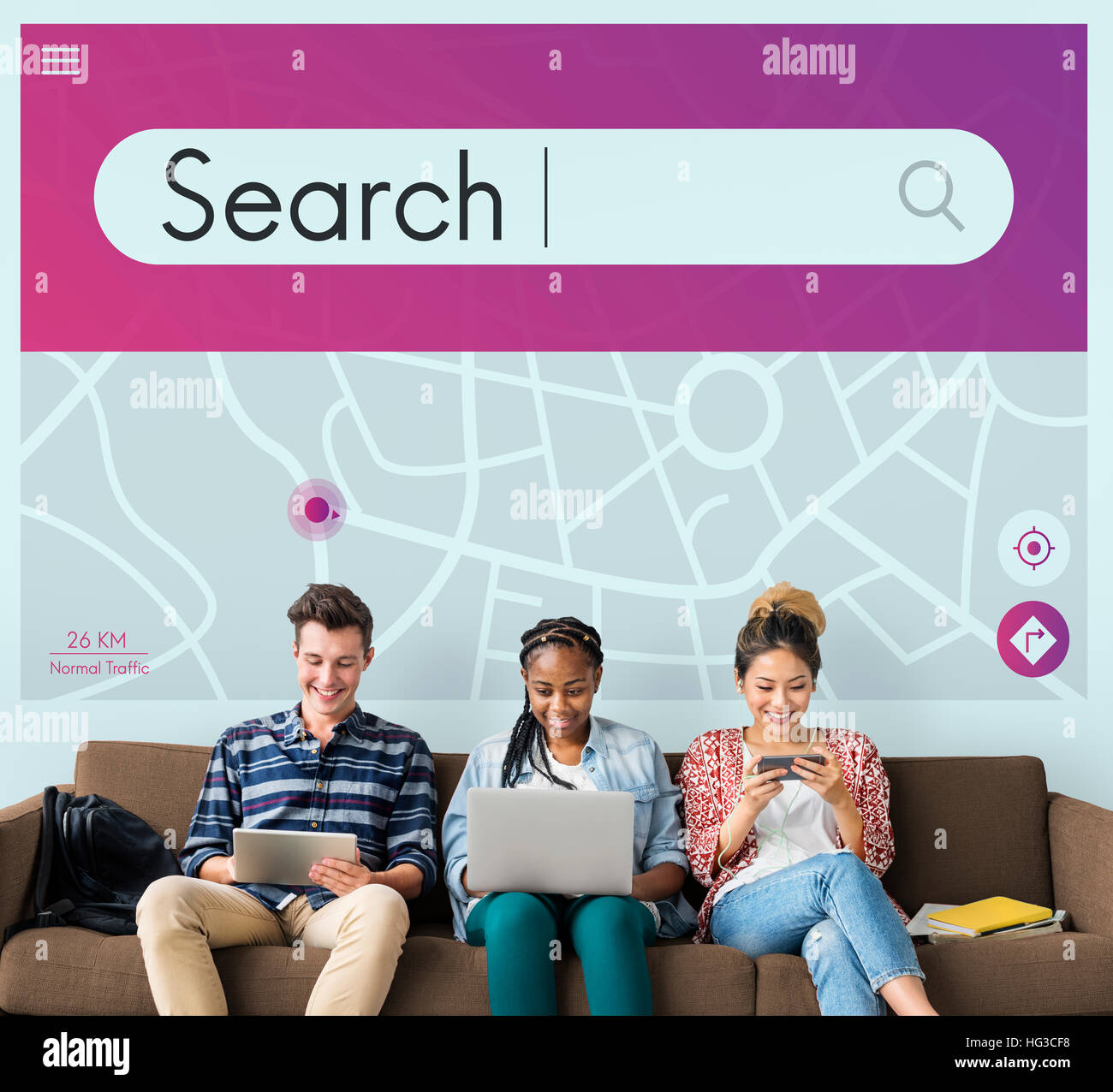 Search Navigation Map Route Concept Stock Photo - Alamy