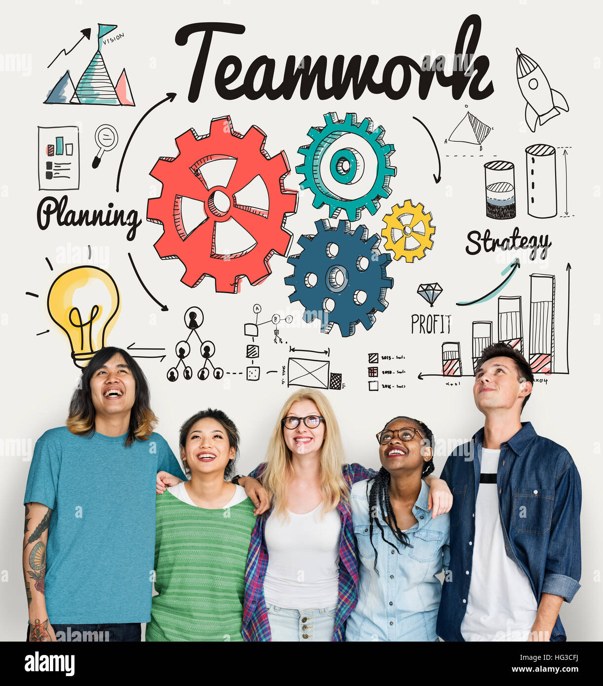 Teamwork Collaboration Unity Corporate Gear Concept Stock Photo - Alamy