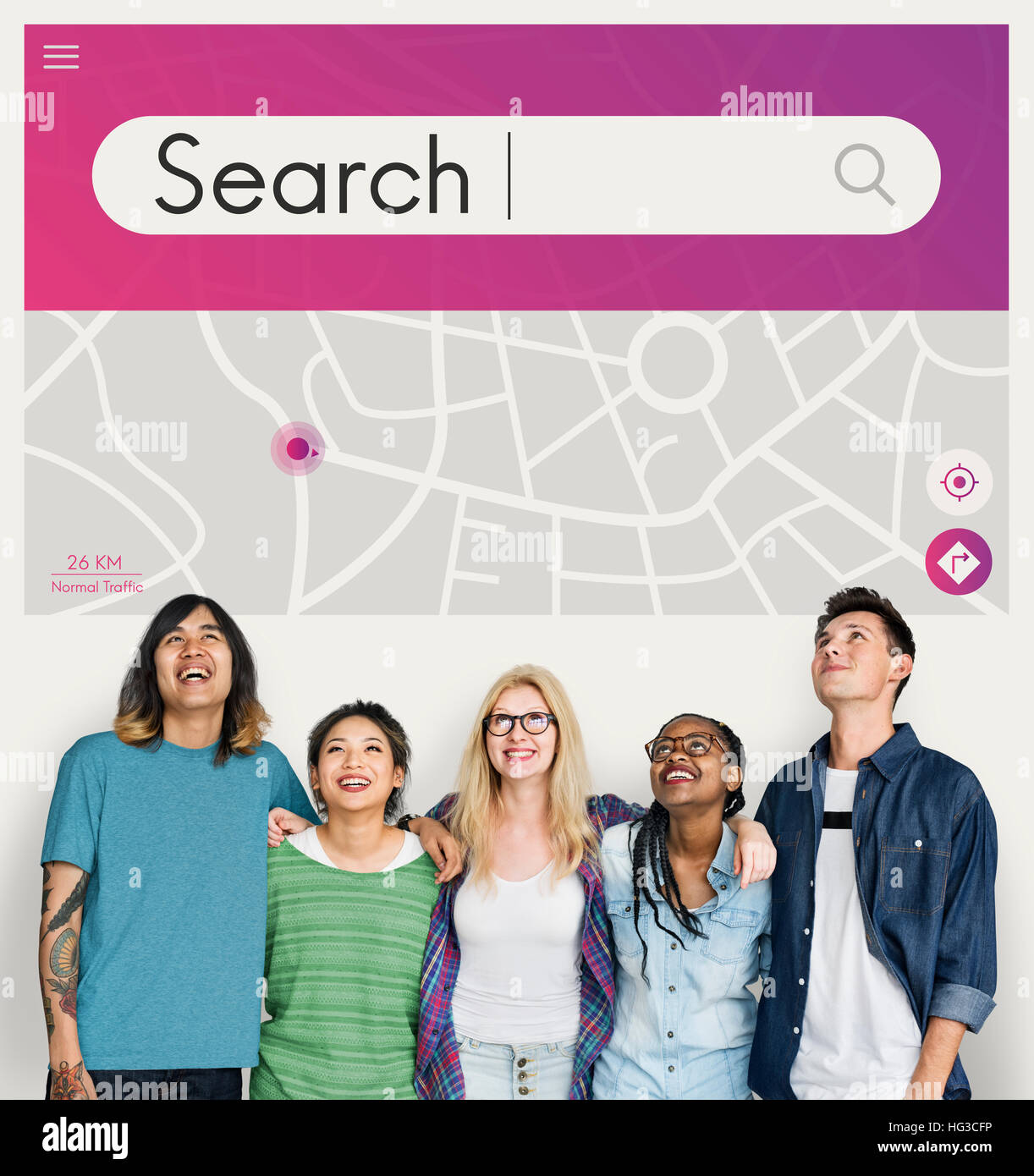 Search Navigation Map Route Concept Stock Photo - Alamy