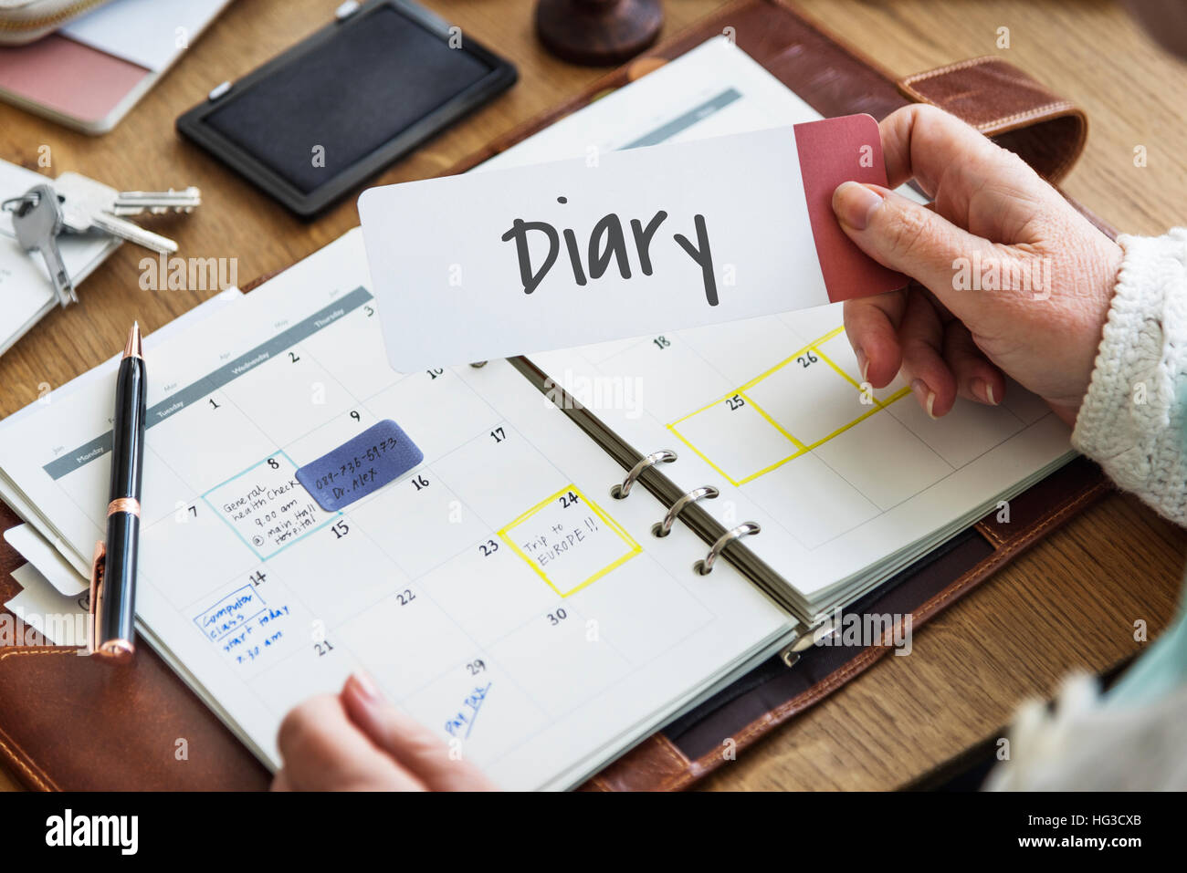 Diary Daily Record Journal Daybook Memoir Concept Stock Photo - Alamy