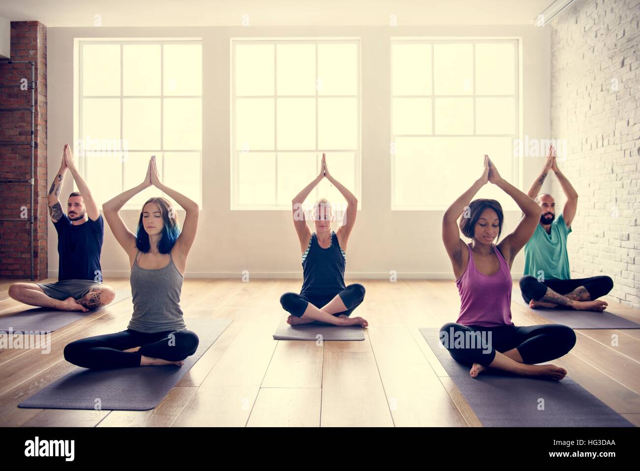 Yoga Practice Exercise Class Concept Stock Photo - Alamy