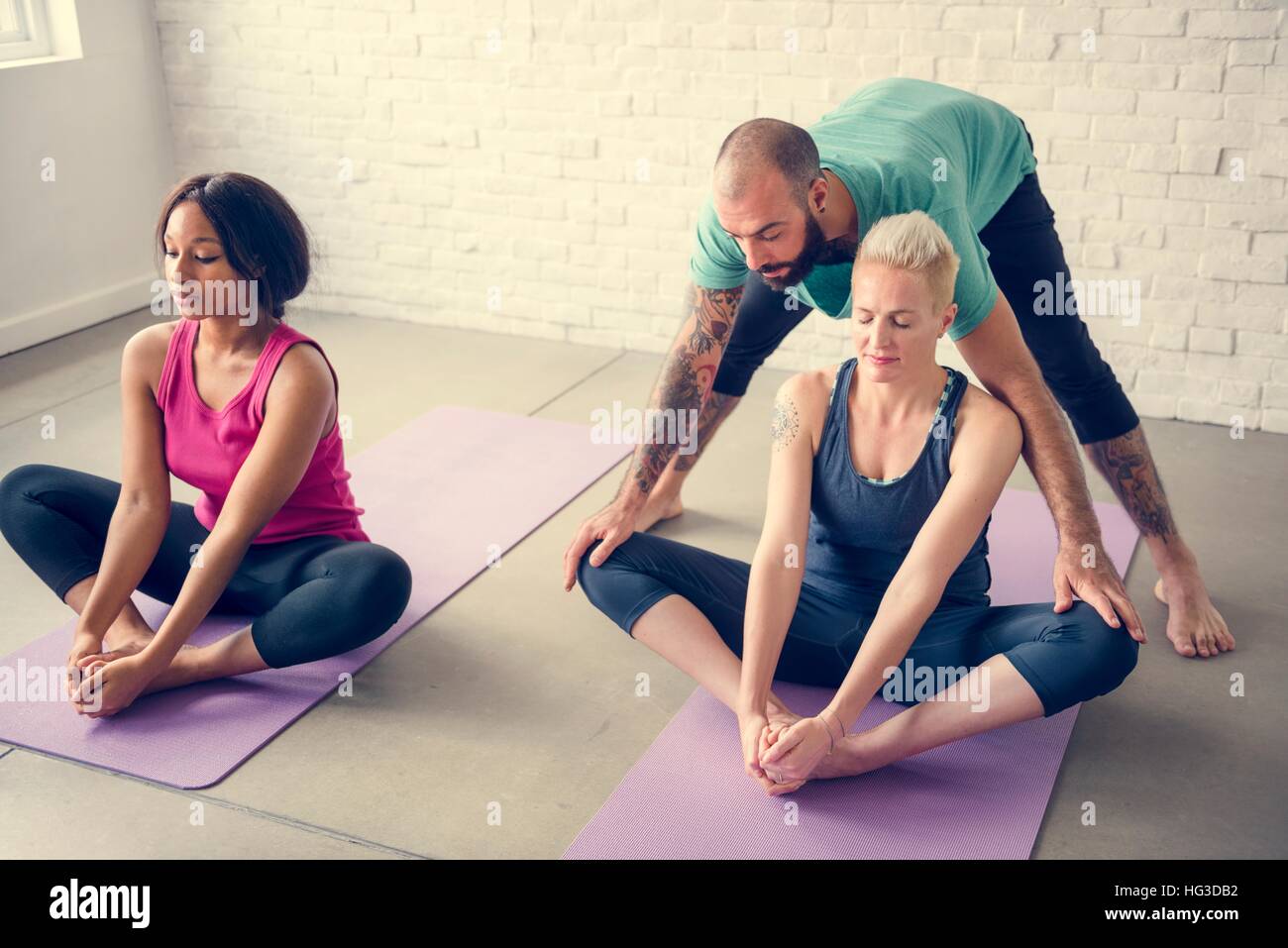 Yoga Practice Exercise Class Concept Stock Photo - Alamy