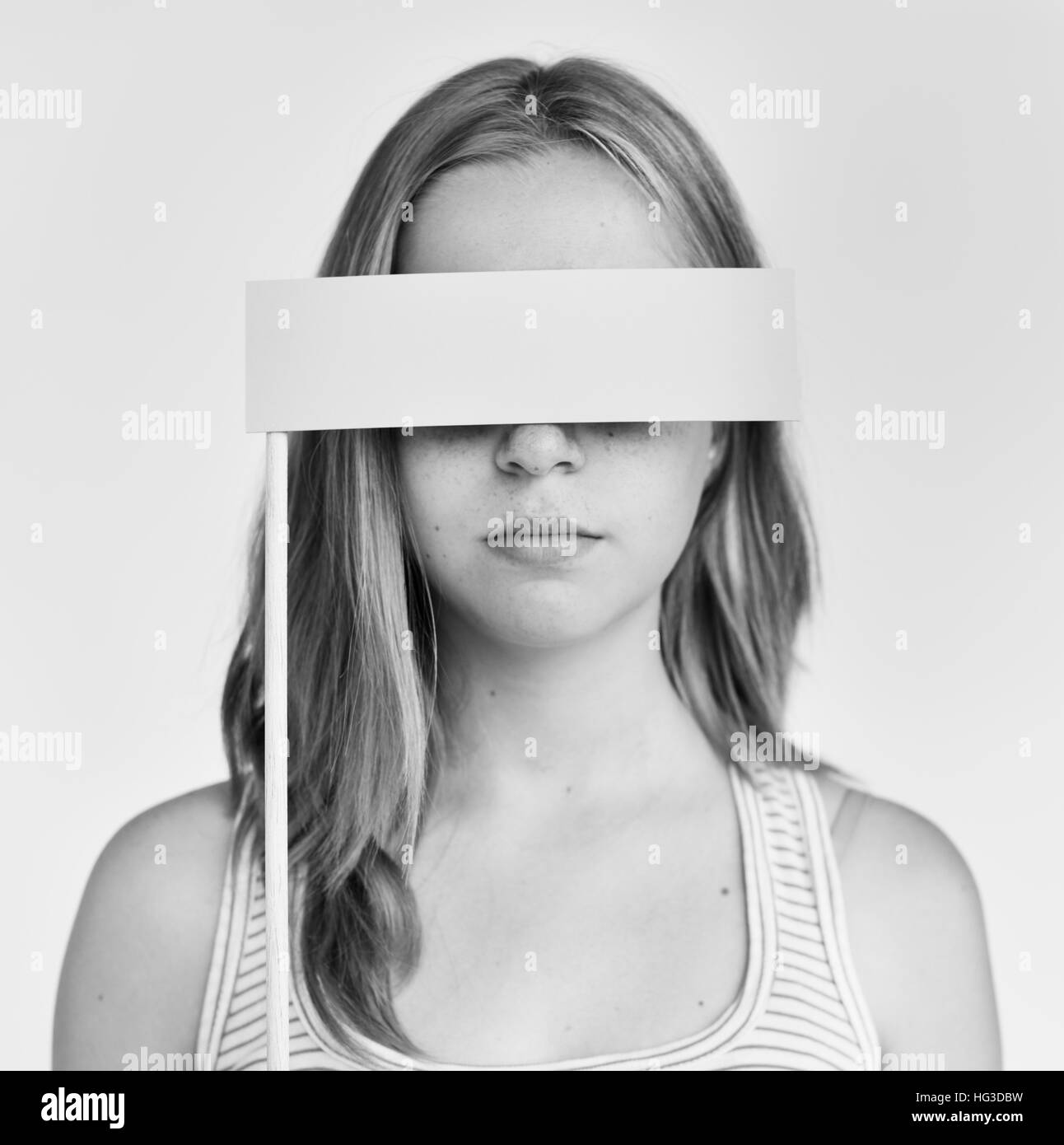 Young Woman Covering Eyes Concept Stock Photo - Alamy