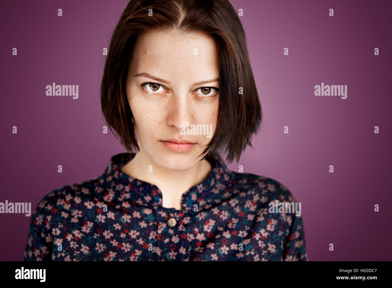 Woman Face Upset Unhappy Expression Concept Stock Photo - Alamy