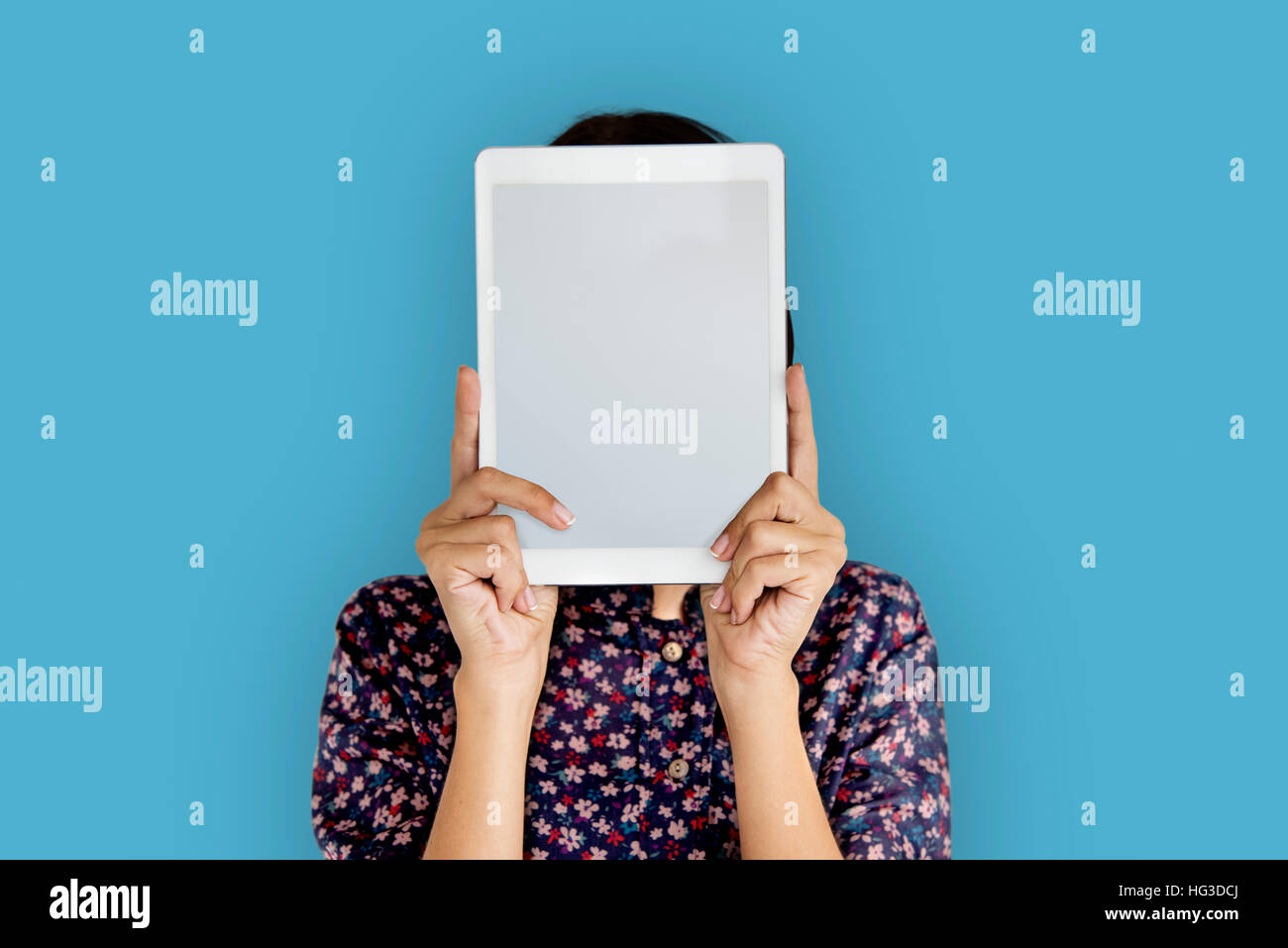 Person Holding Tablet Face Concept Stock Photo - Alamy