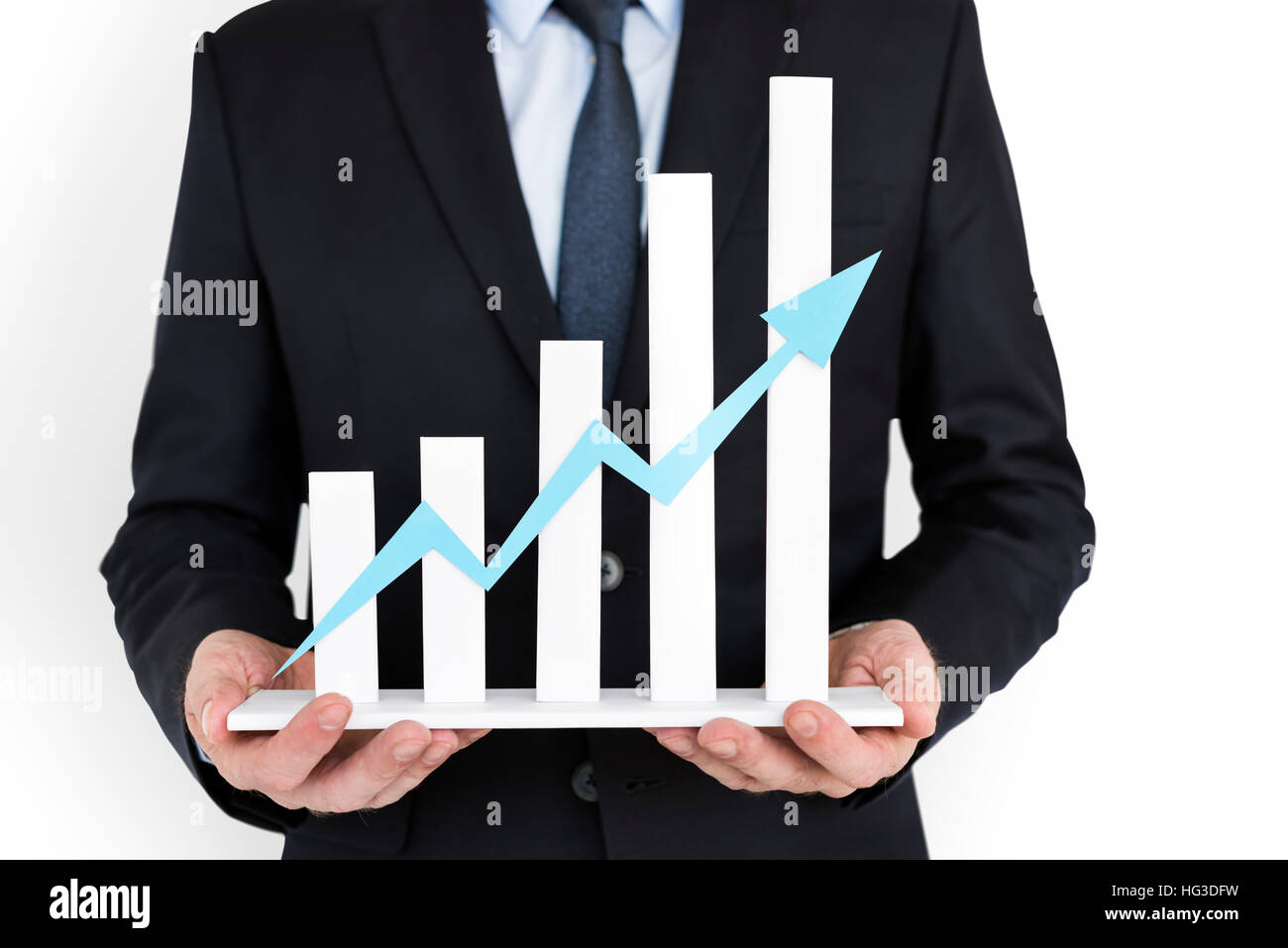 Business Man Holding Chart Diagram Concept Stock Photo - Alamy