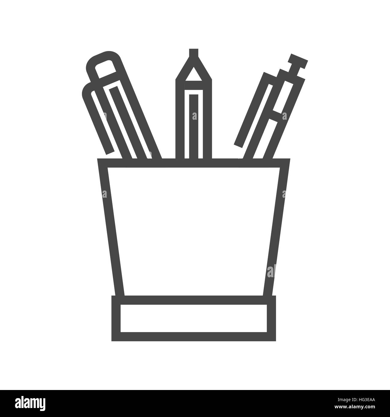 Pencil Stand Thin Line Vector Icon Isolated on the White Background ...