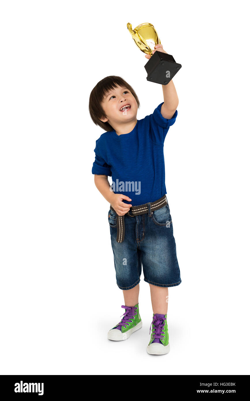 Boy Award Reward Playful Kid Little Won Concept Stock Photo - Alamy