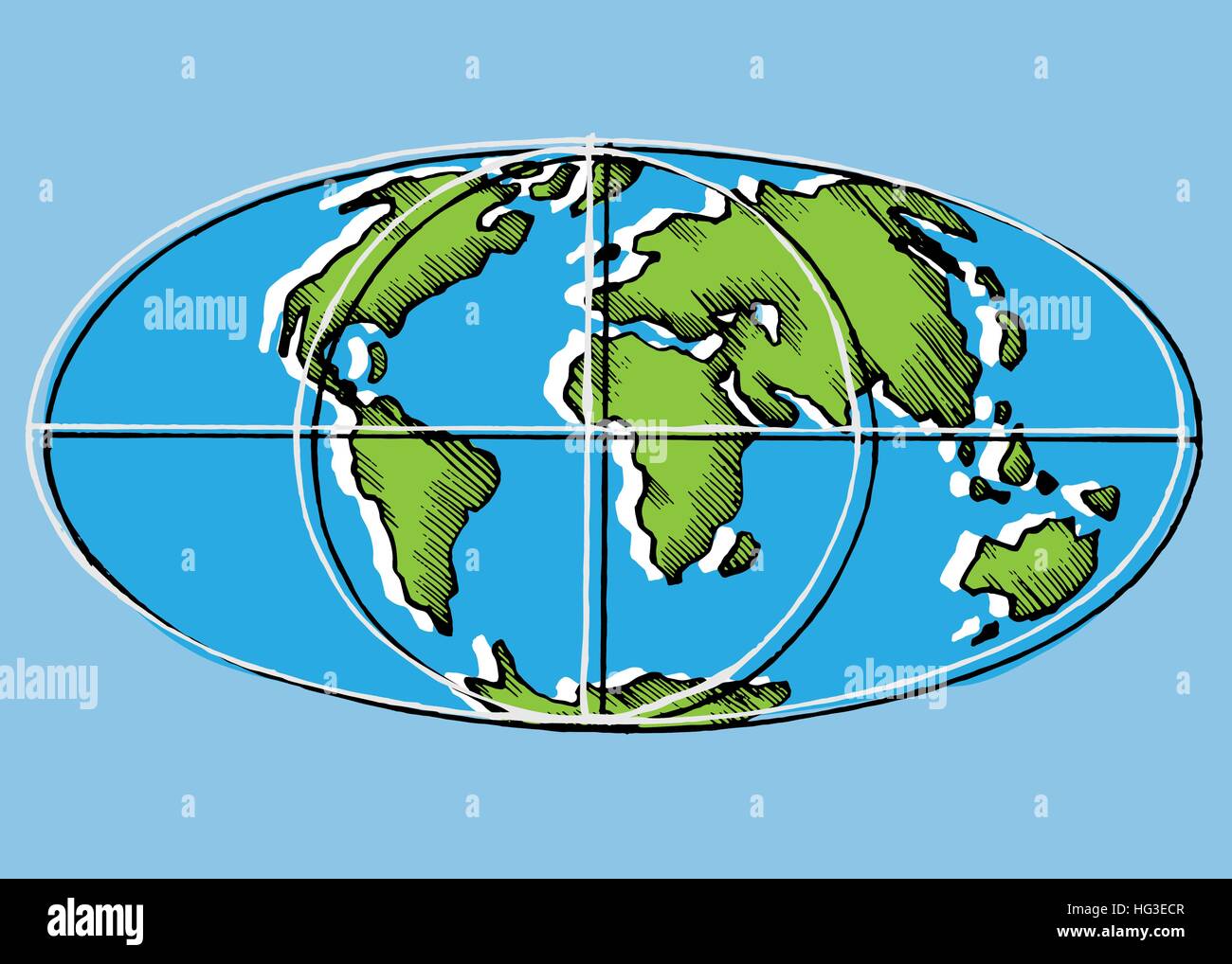 World map scan stylized vector image. Flat Globe Stock Vector Image ...