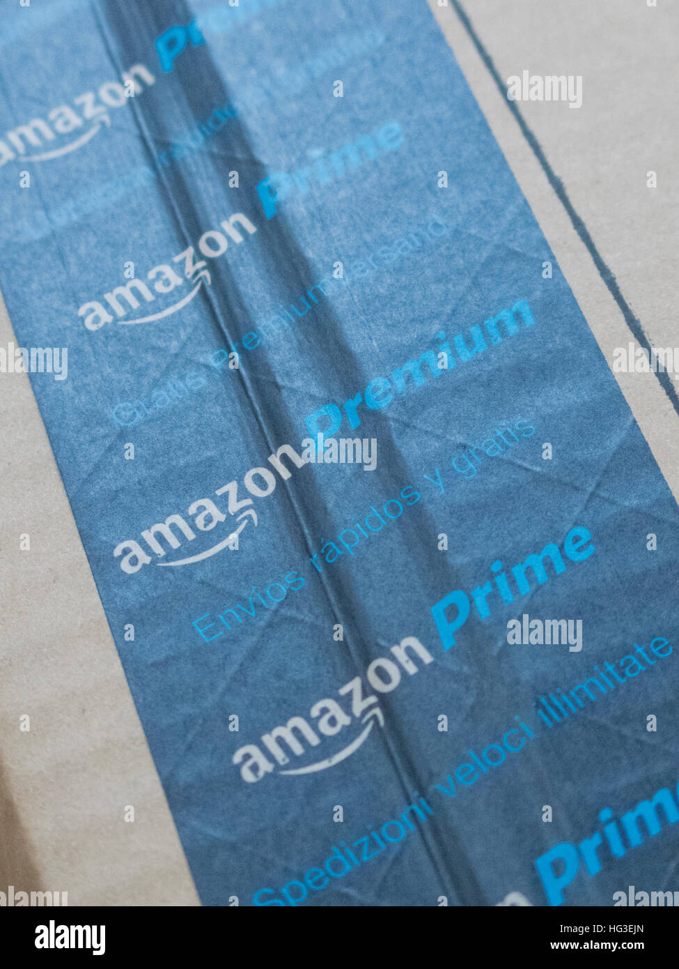 Amazon Prime / Premium Adhesive Tape on a Parcel, UK Stock Photo - Alamy