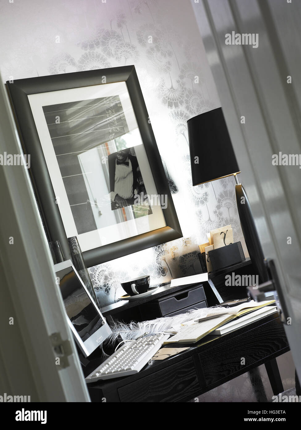 Computer desk in study Stock Photo - Alamy