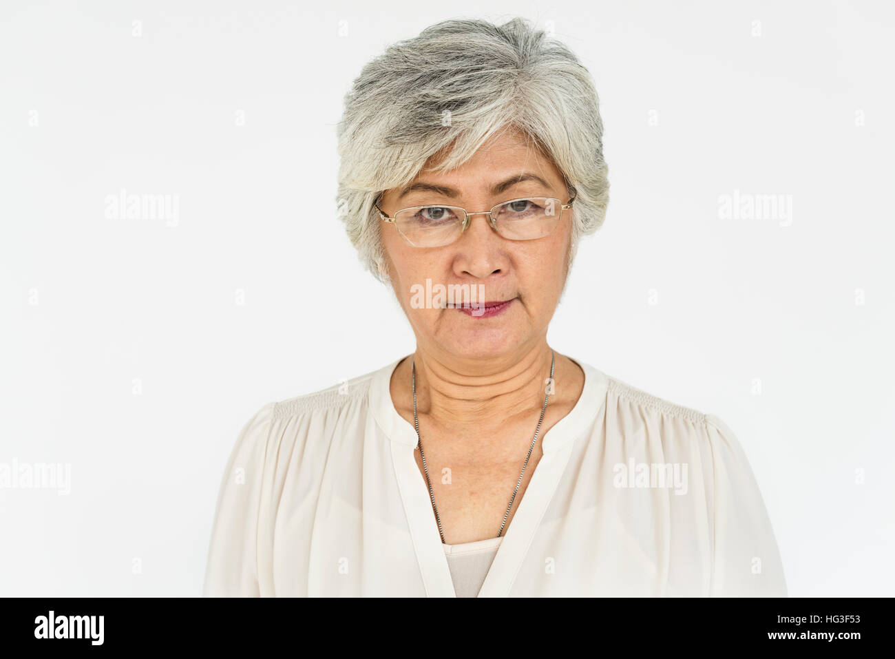 Woman Portrait Expression White Background Concept Stock Photo - Alamy