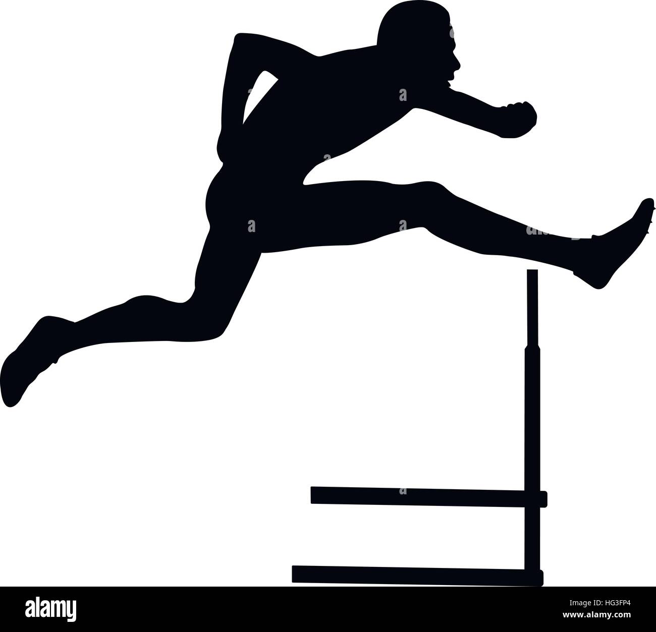 sprinter runner men running hurdles black silhouette Stock Vector Image ...