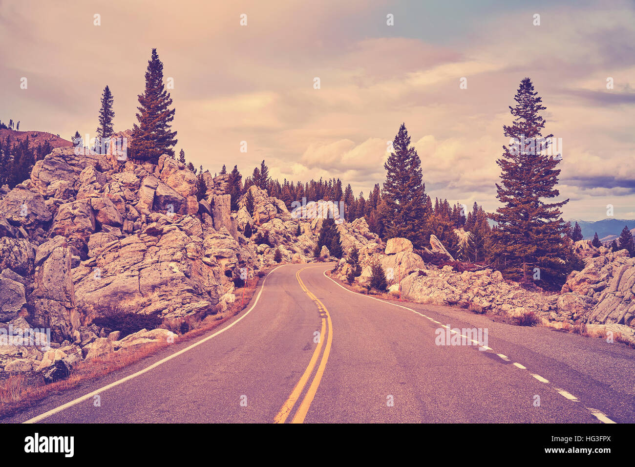 Yellowstone road hi-res stock photography and images - Alamy