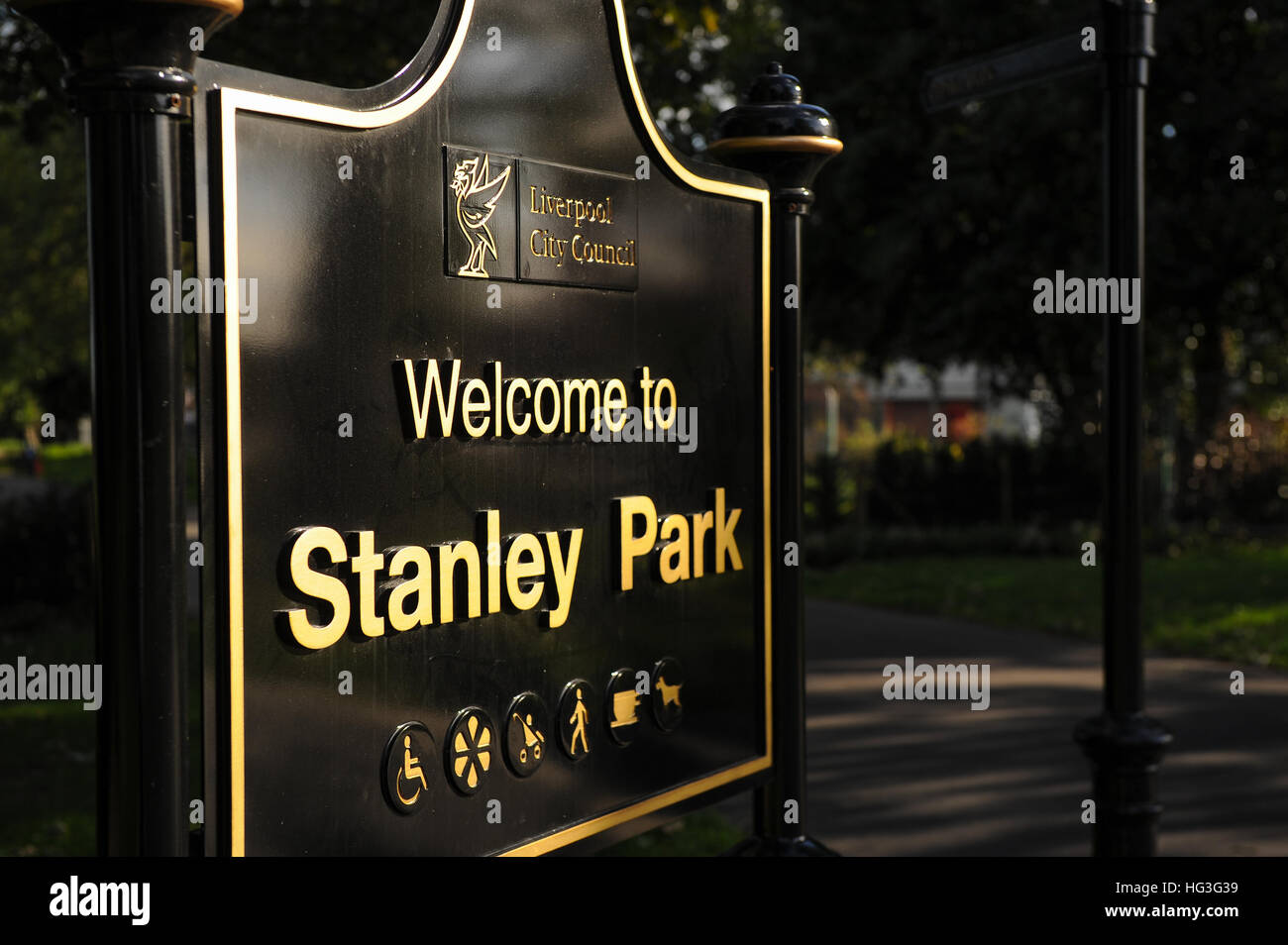 Stanley park Liverpool sign Stock Photo - Alamy