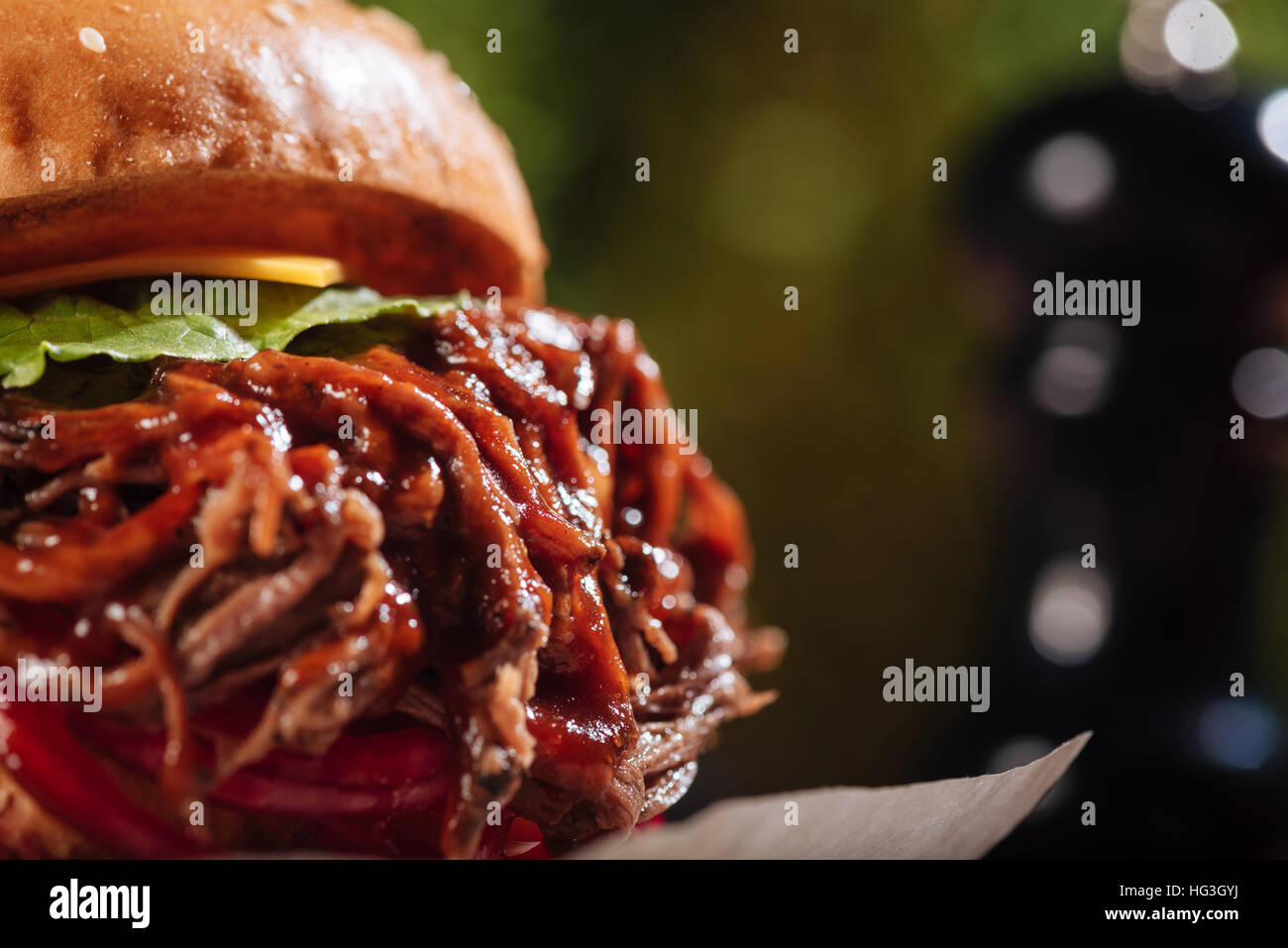 Close up of big burger Stock Photo - Alamy
