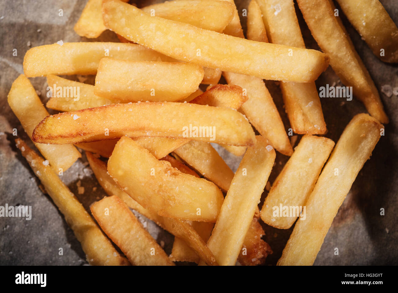 Top view of French fries being on a table Stock Photo - Alamy