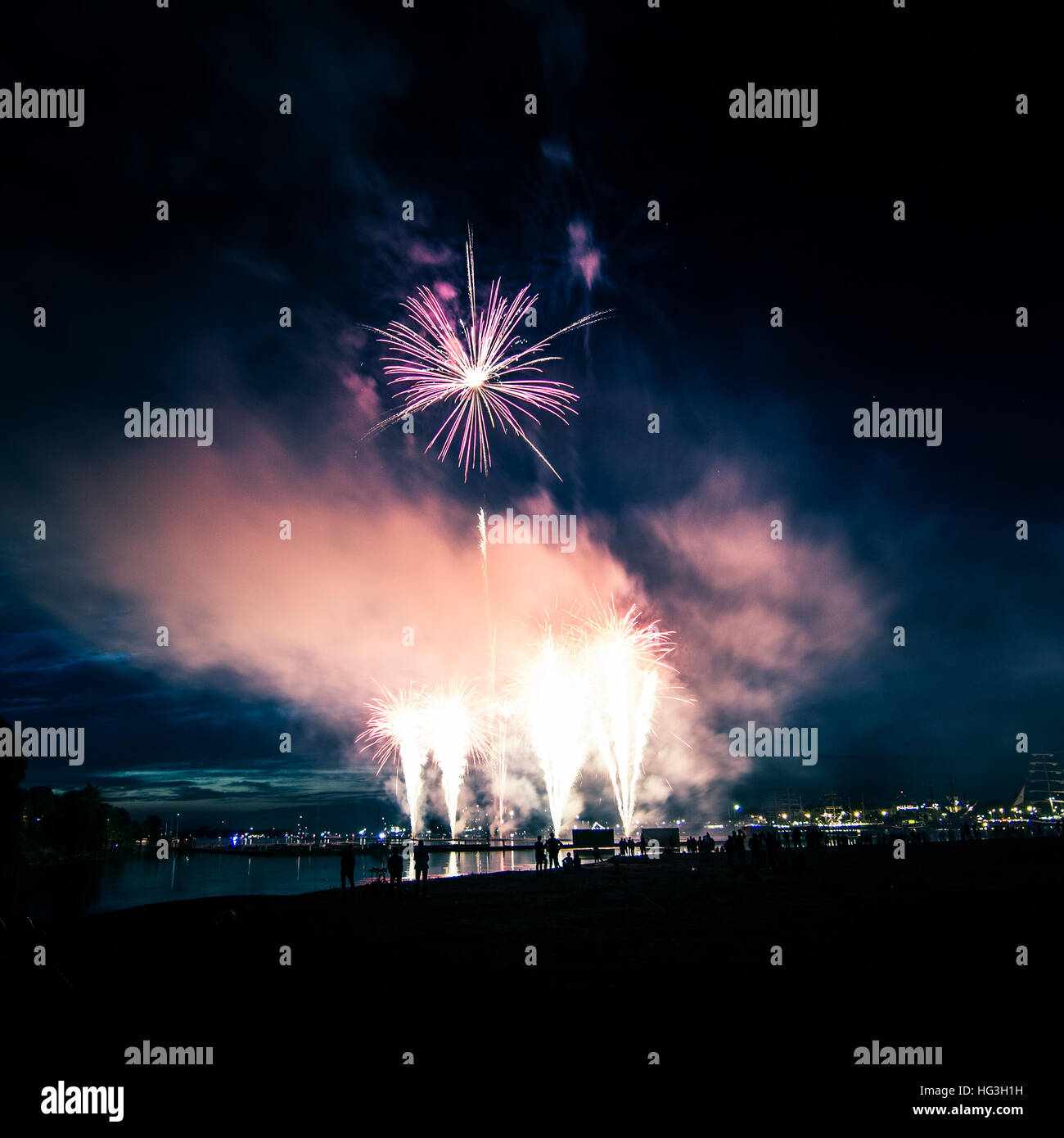 Beautiful fireworks during New Year’s Eve celebration in Riga, Latvia ...