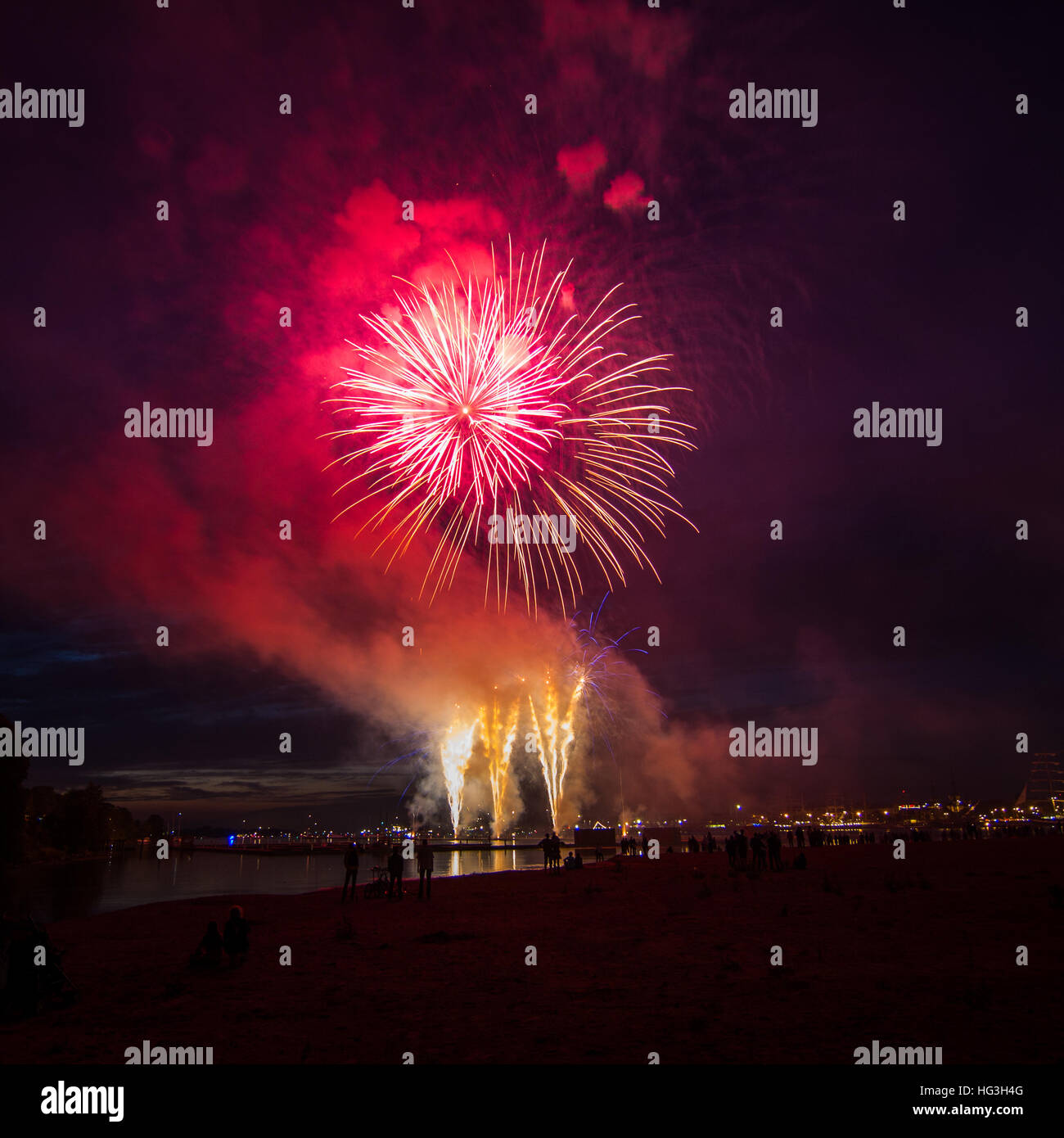 Beautiful fireworks during New Year’s Eve celebration in Riga, Latvia ...