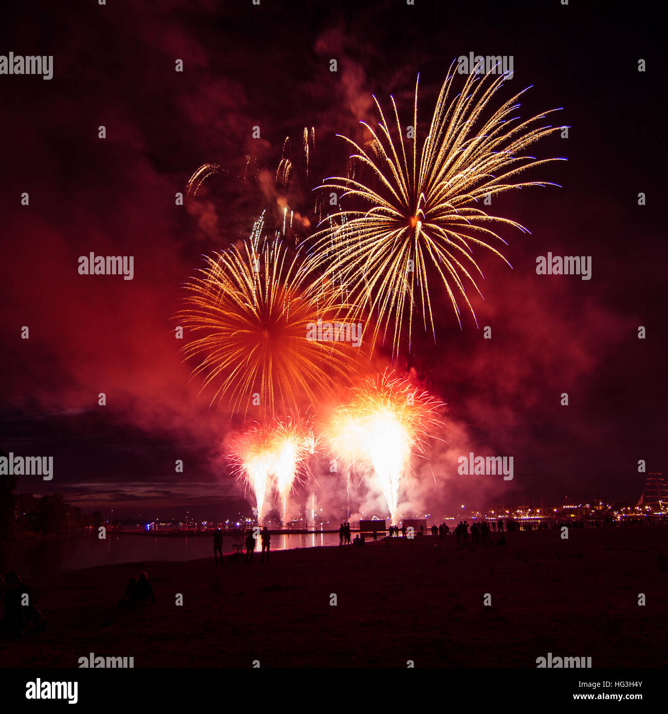 Beautiful fireworks during New Year’s Eve celebration in Riga, Latvia ...