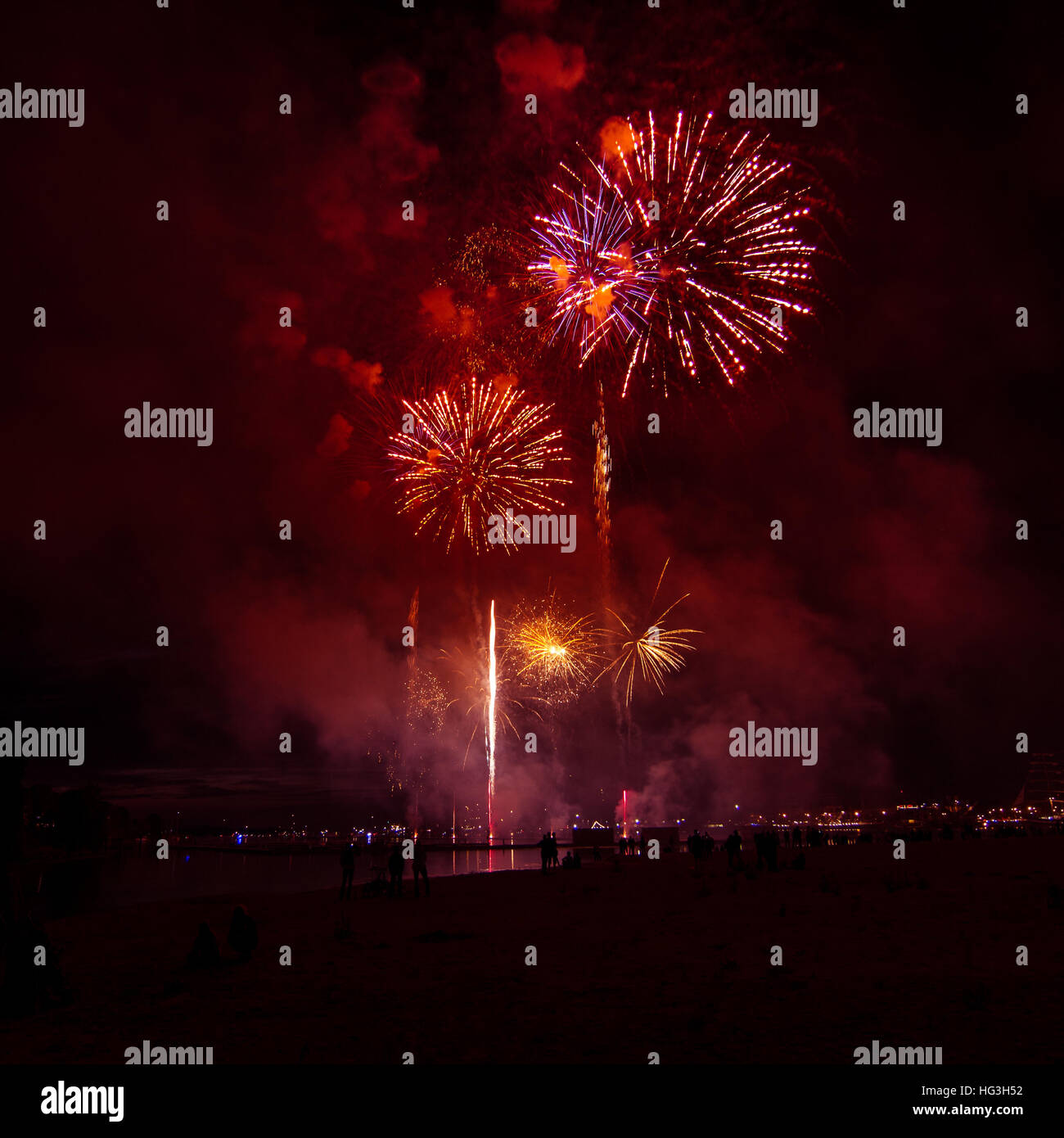 Beautiful fireworks during New Year’s Eve celebration in Riga, Latvia ...