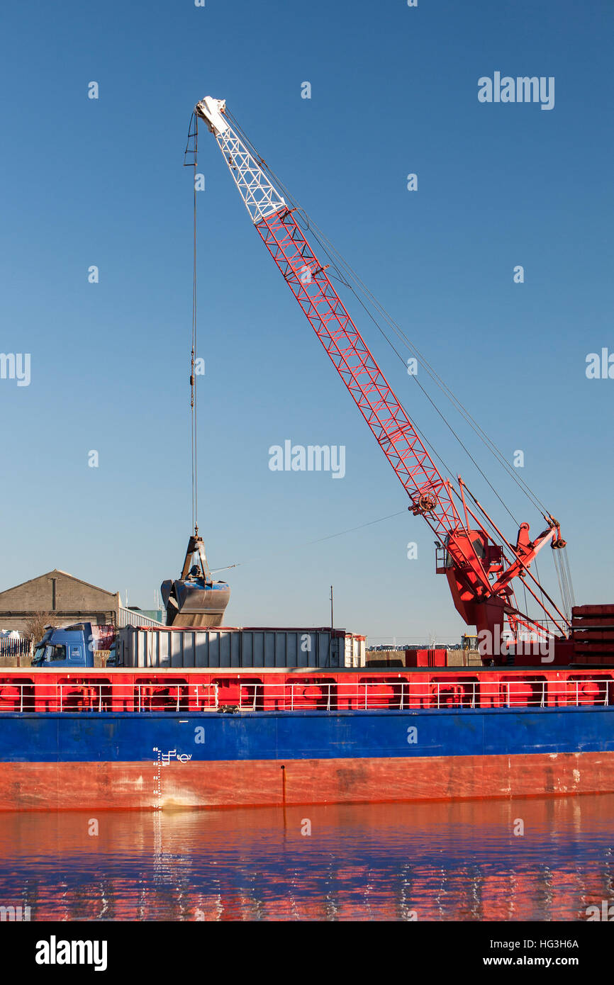 The Esprit cargo vessel off-loading aggregate at the Port of Great ...