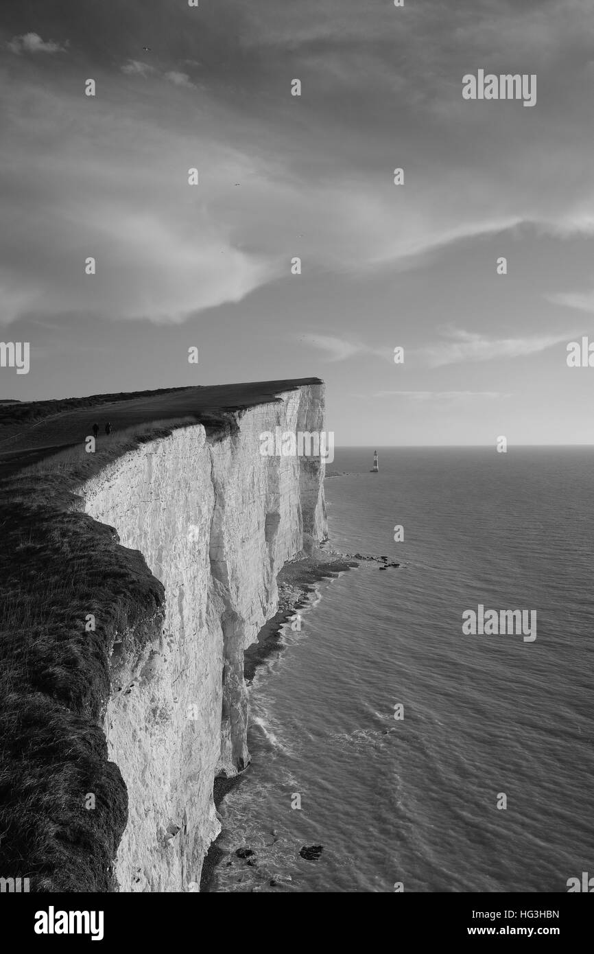 Beachy head lighthouse high view Black and White Stock Photos & Images ...