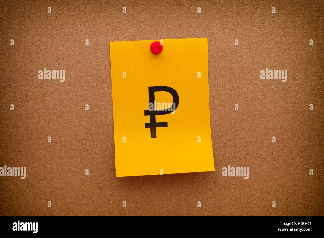 Yellow paper note with Ruble sign Stock Photo - Alamy
