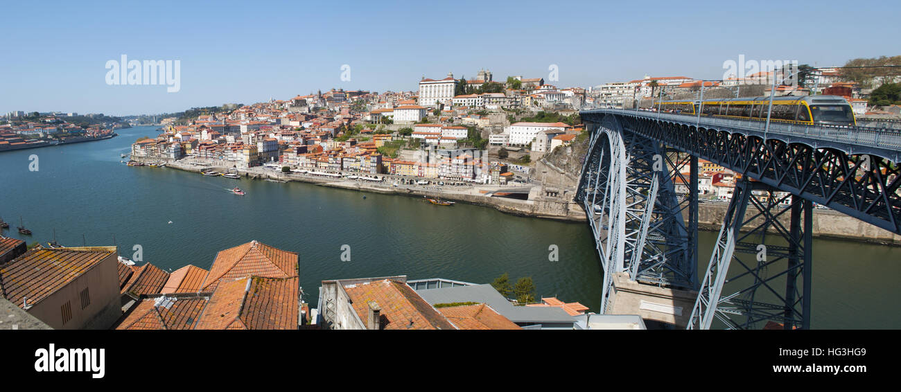 Portugal: the skyline of Porto with view of the Ponte Dom Luís I, the ...