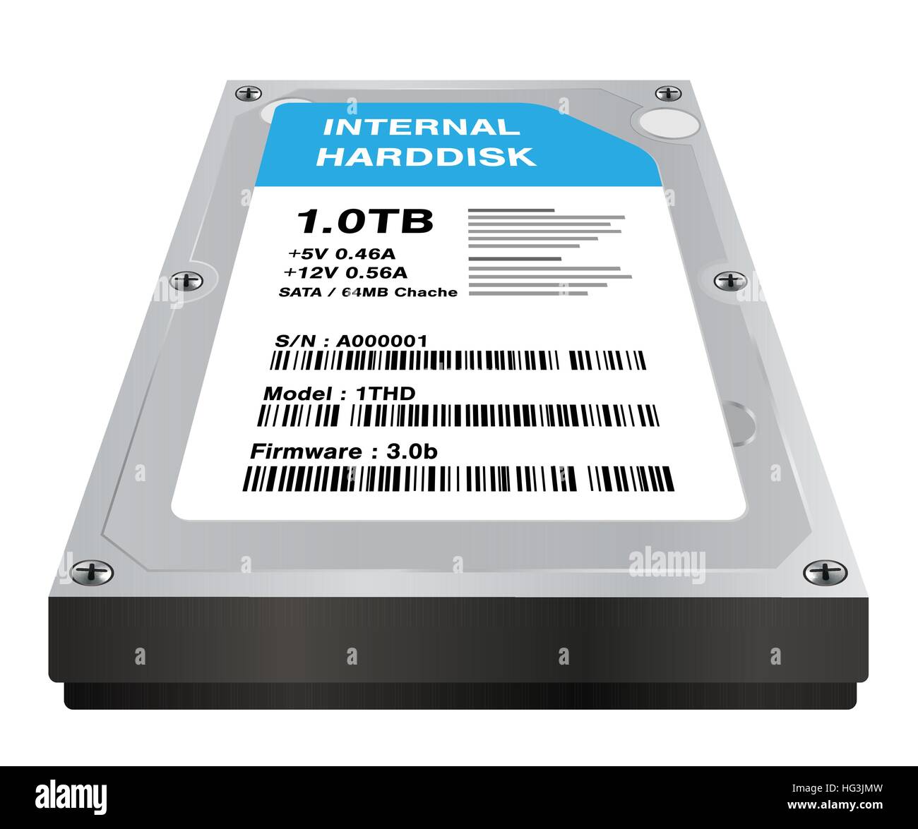 real 3d internal harddisk storage on a white background Stock Vector ...