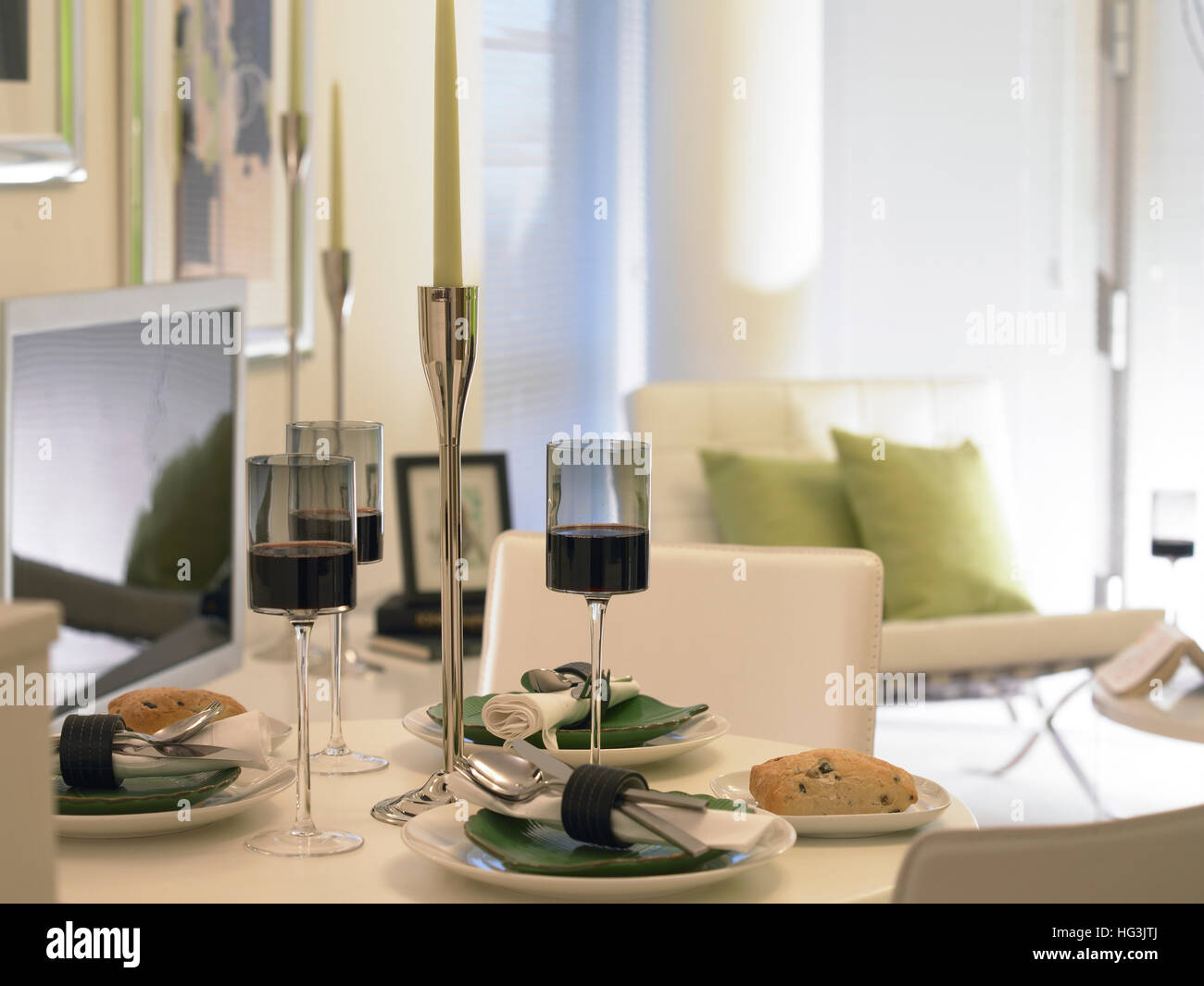 Wine on dining table Stock Photo - Alamy