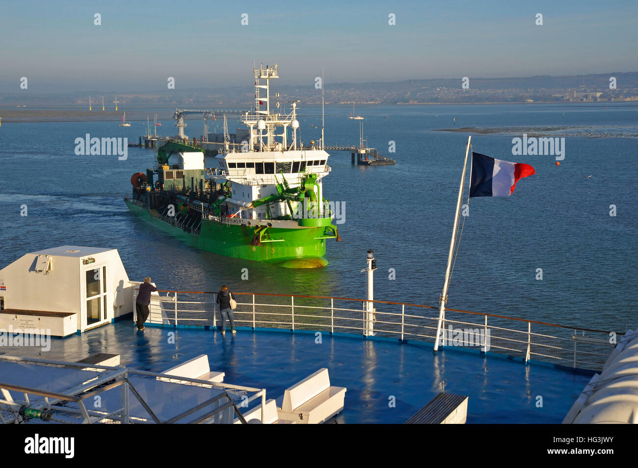 Coastal scene from deck of ferry Stock Photo - Alamy