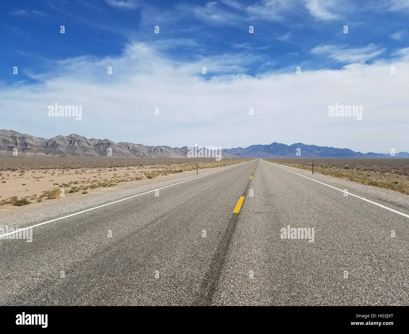 Highway in the Mojave desert near Area 51, Nevada Stock Photo - Alamy