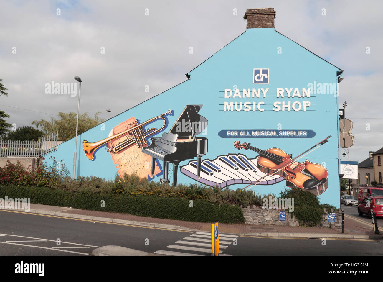 Colourful gable end of the Danny Ryan Music Shop in Tipperary Town ...