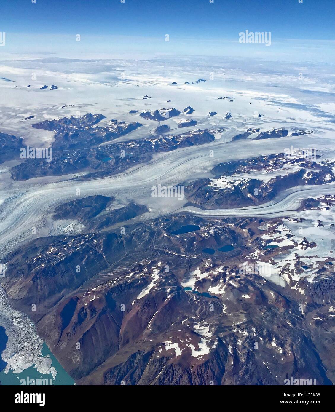 Flying over Greenland Stock Photo - Alamy