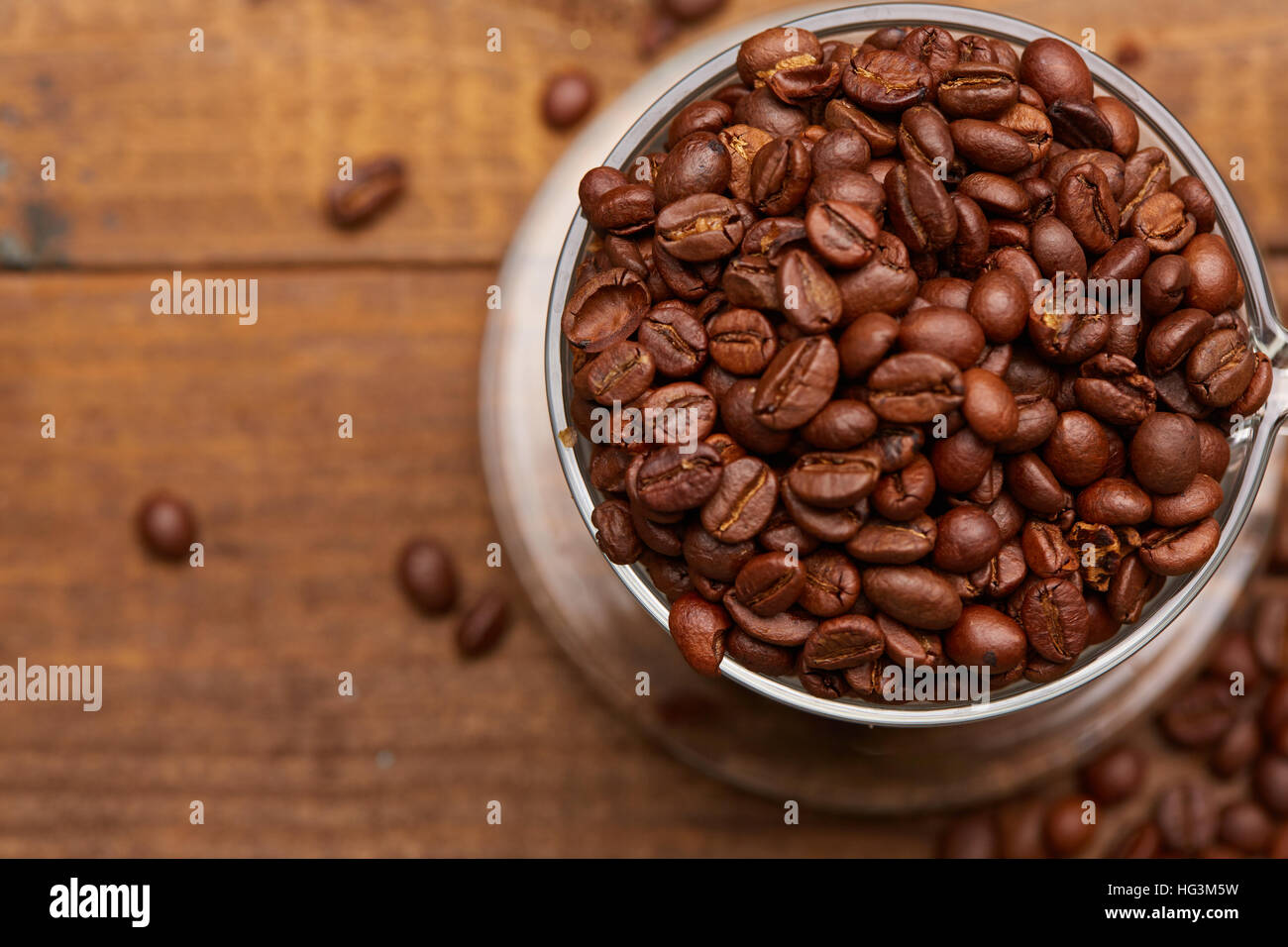 coffee beans in cup in the tray Stock Photo - Alamy