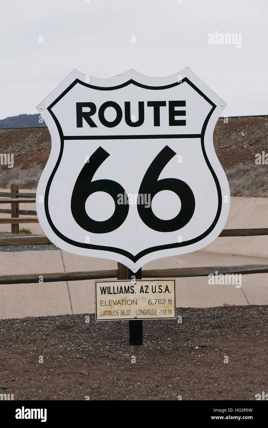 Route 66 road sign in Willams, Arizona, USA Stock Photo - Alamy