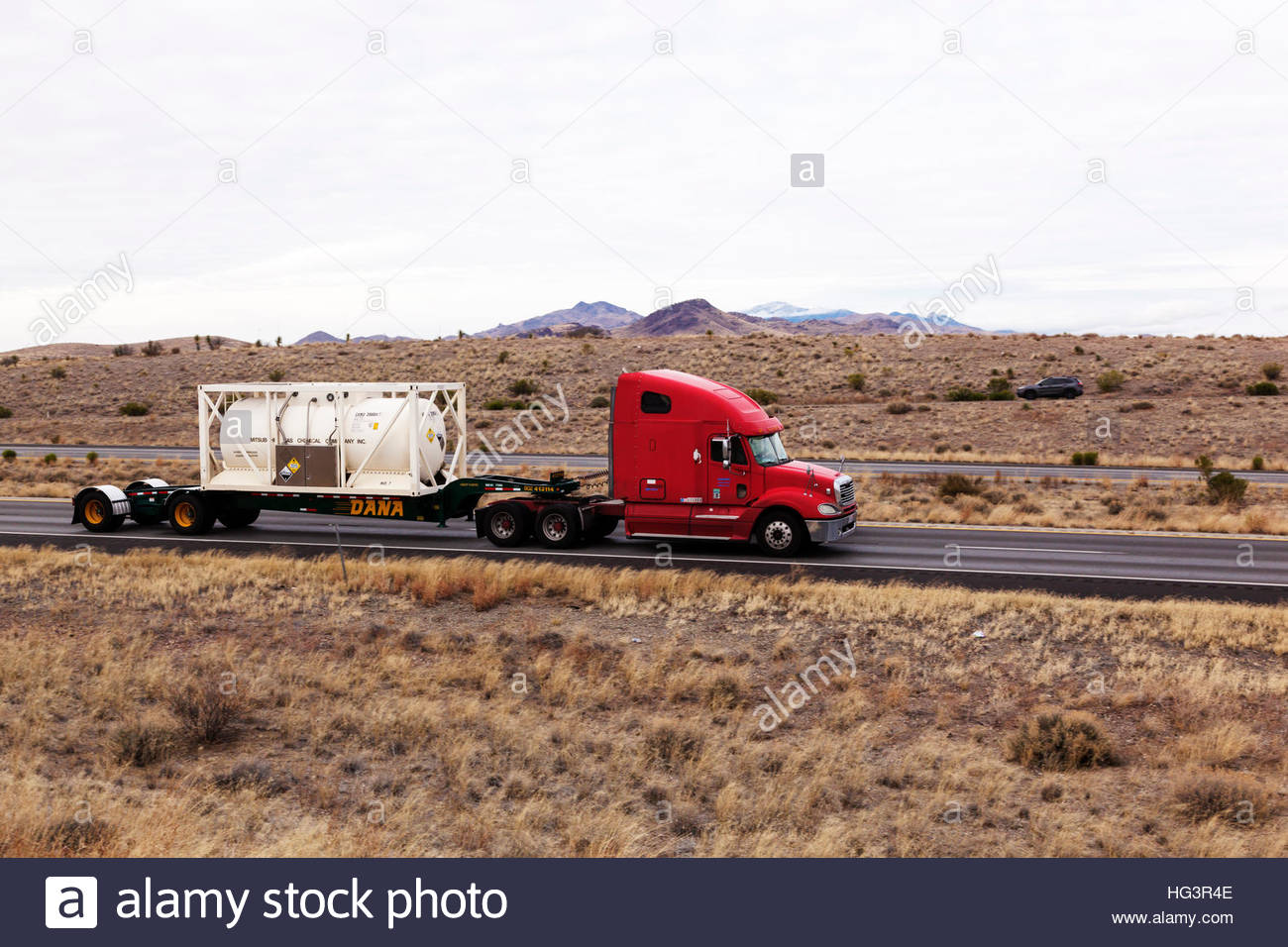 Semi Trailer Truck Hauling Hazardous Load High Resolution Stock ...