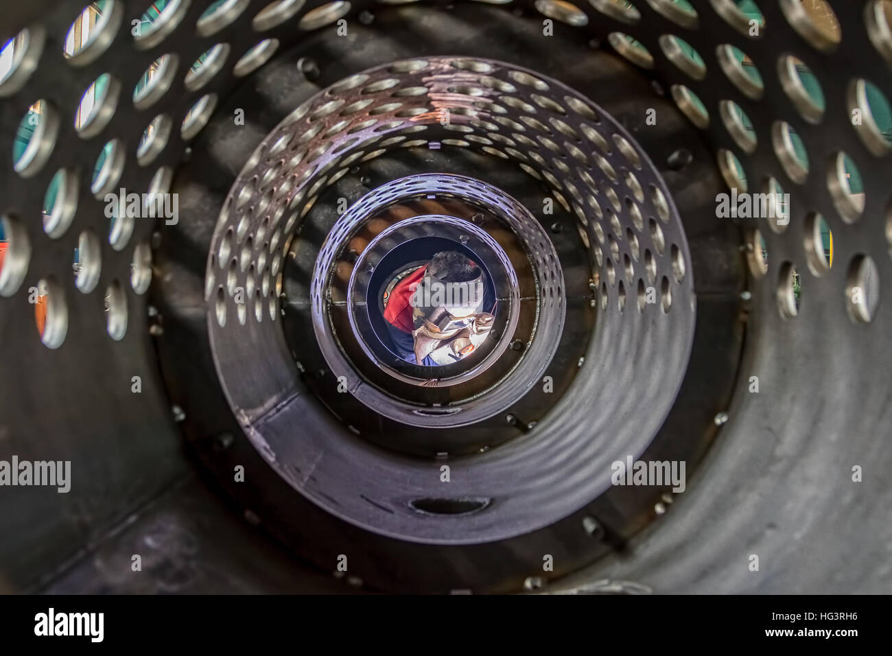 Metal pipe welder Stock Photo - Alamy