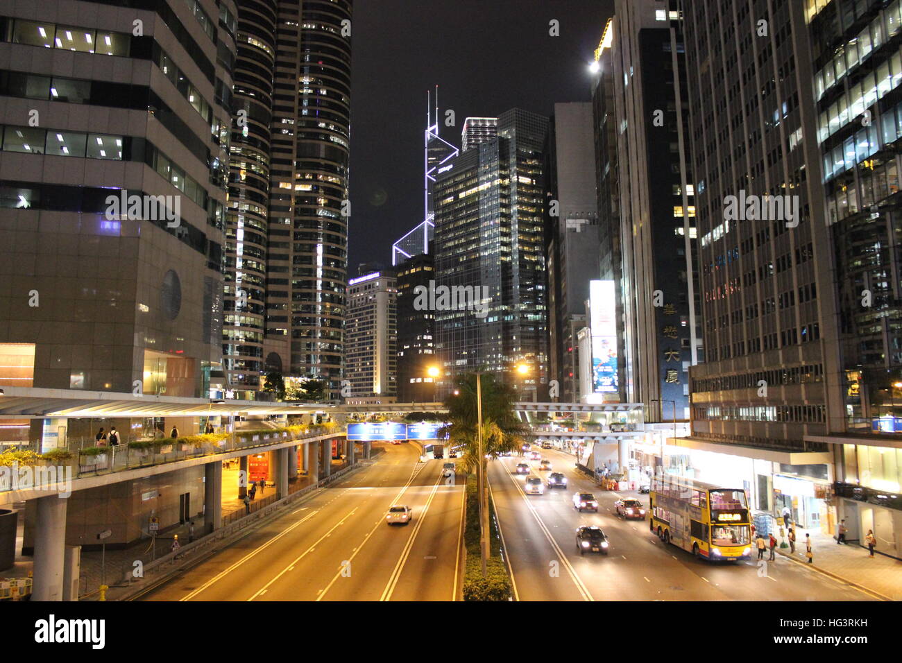 A busy boulevard in Central Hong Kong Stock Photo - Alamy