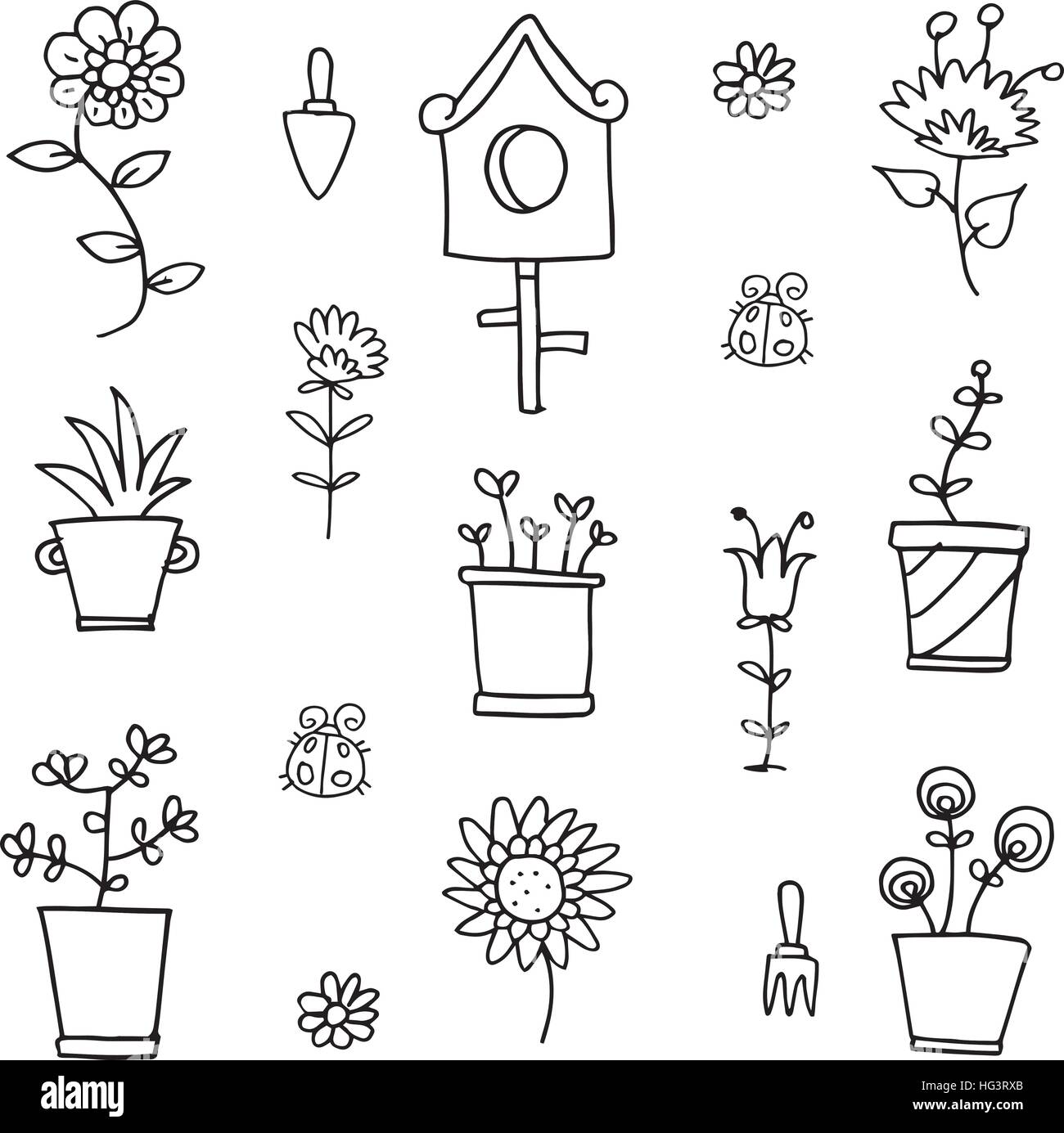 Doodle of spring flower set Stock Vector Image & Art - Alamy
